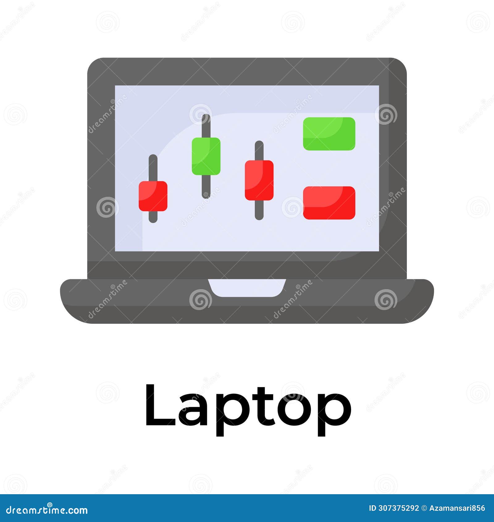 Stock Market, Trading Dashboard Icon, Vector of Laptop in Modern Style ...