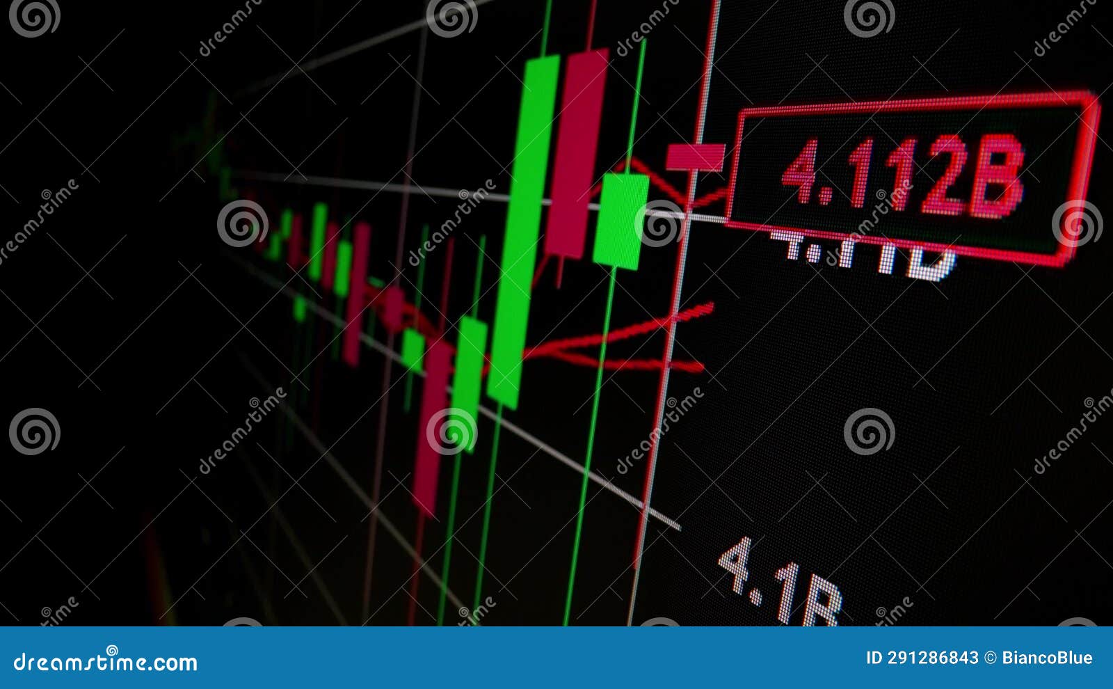 Stock Market Trading Graph on Macro Shot Movement LED Screen. Stock ...