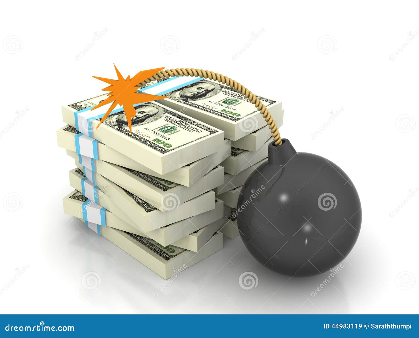 Stock of Money and Exploding Bomb Stock Illustration - Illustration of ...