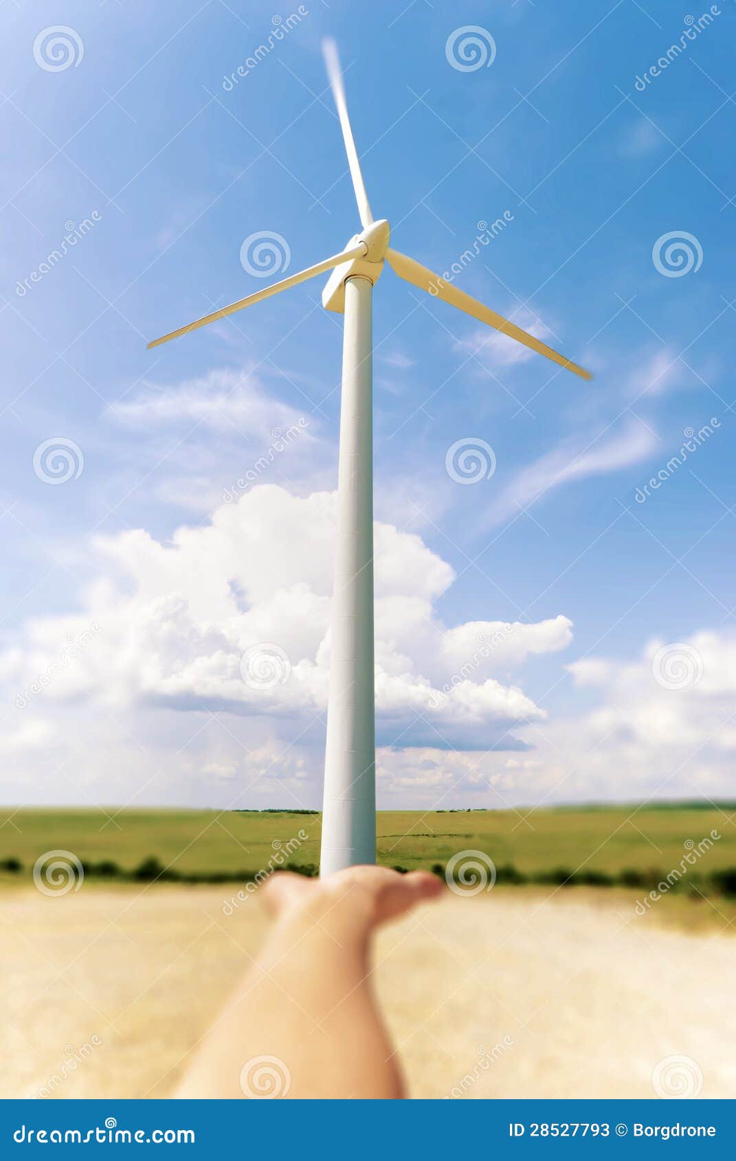 Stock Photo of Hand Holding a Windmill. Stock Image - Image of generate ...