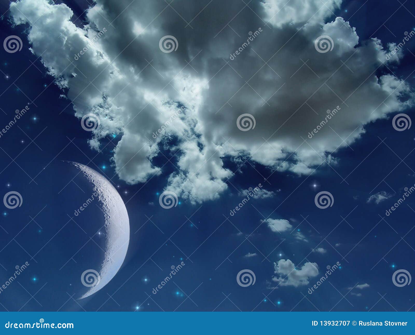 Stock Photo of Mystical Night Sky and Moon Stock Illustration ...