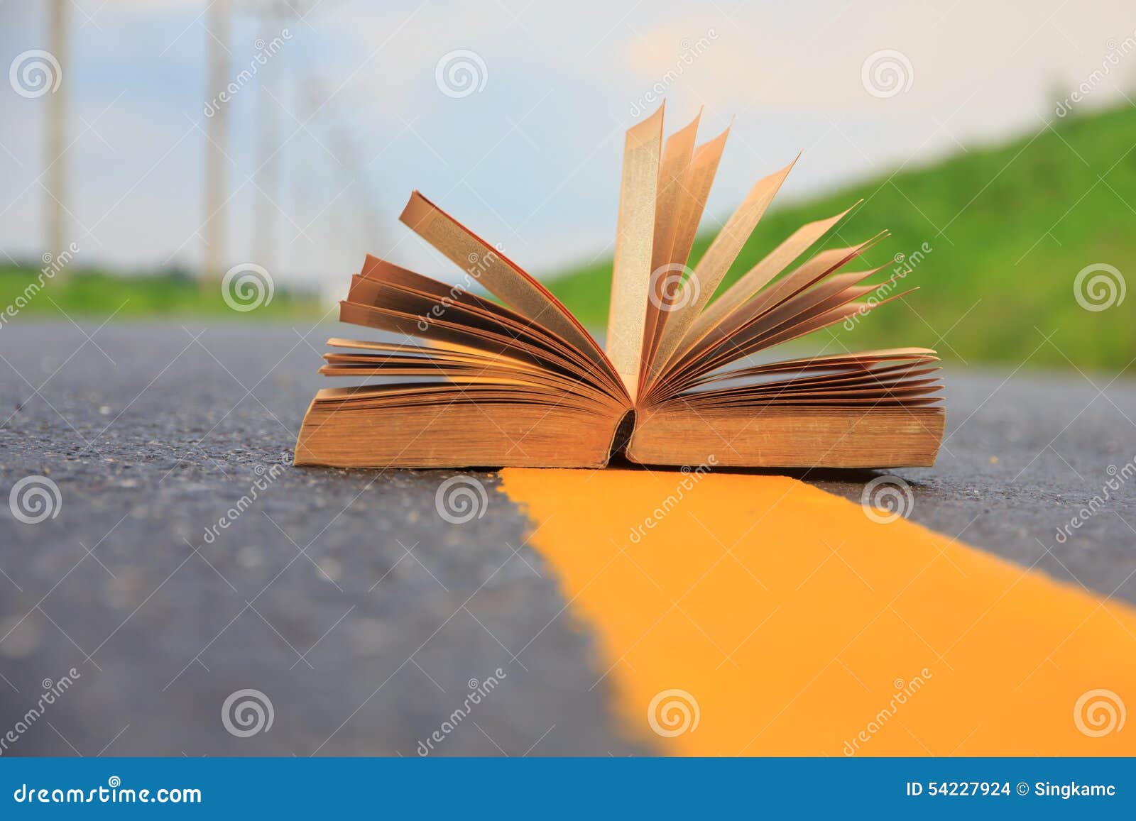 Stock Photo - Open Book on Road Outdoors Stock Photo - Image of concept ...