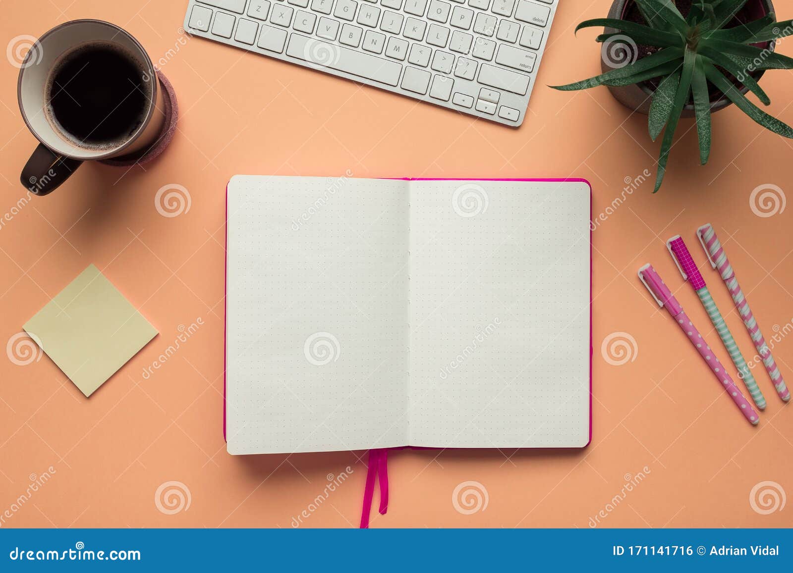 Stock Photo of an Open Notebook Page in an Office Desk Table Stock ...