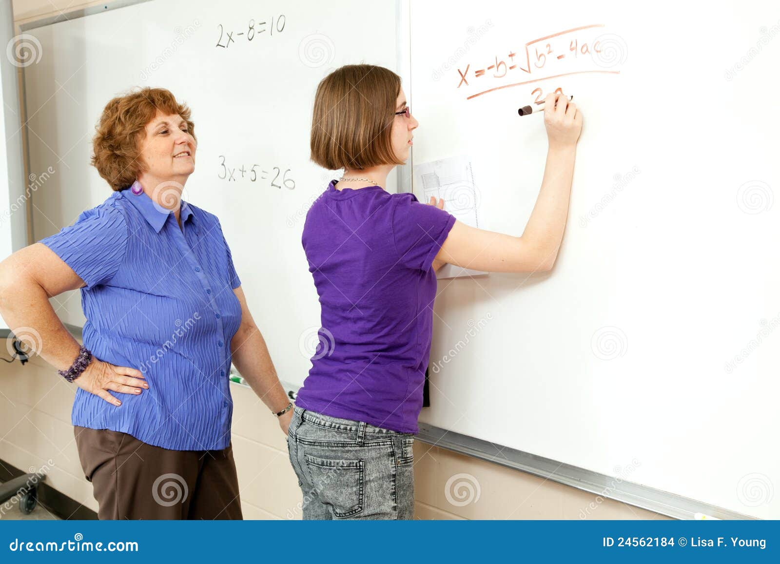 Stock Photo of Student and Teacher at Blackboard Stock Photo - Image of ...