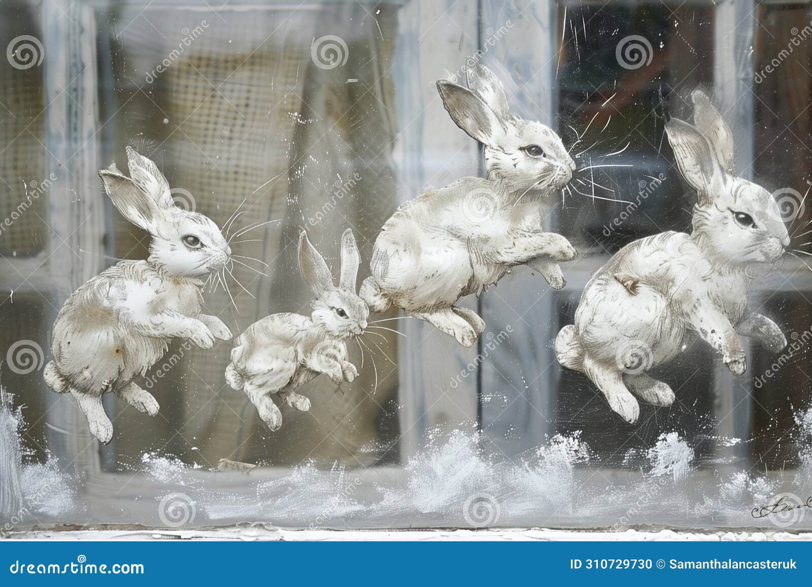 Window Display Featuring Rustic Easter Rabbits Stock Photo - Image of ...