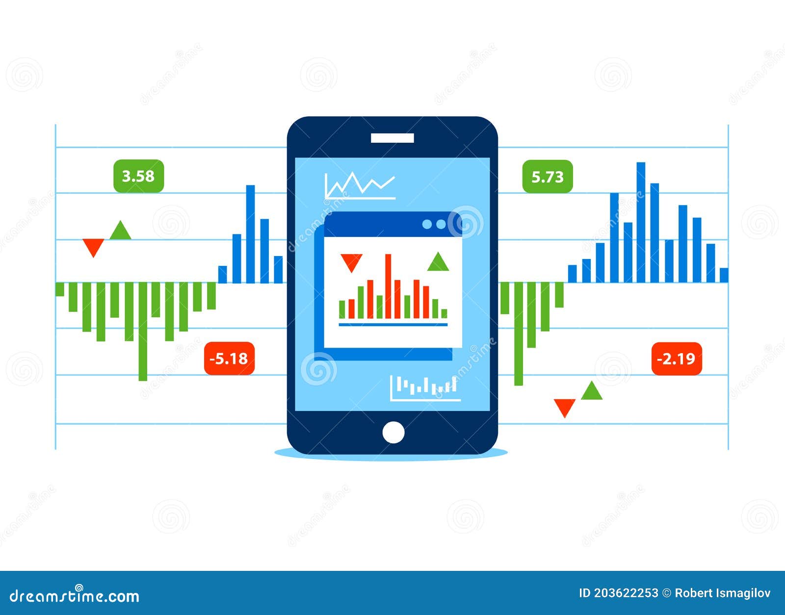 Stock Rising and Falling Charts on Tablet Screen Stock Vector ...