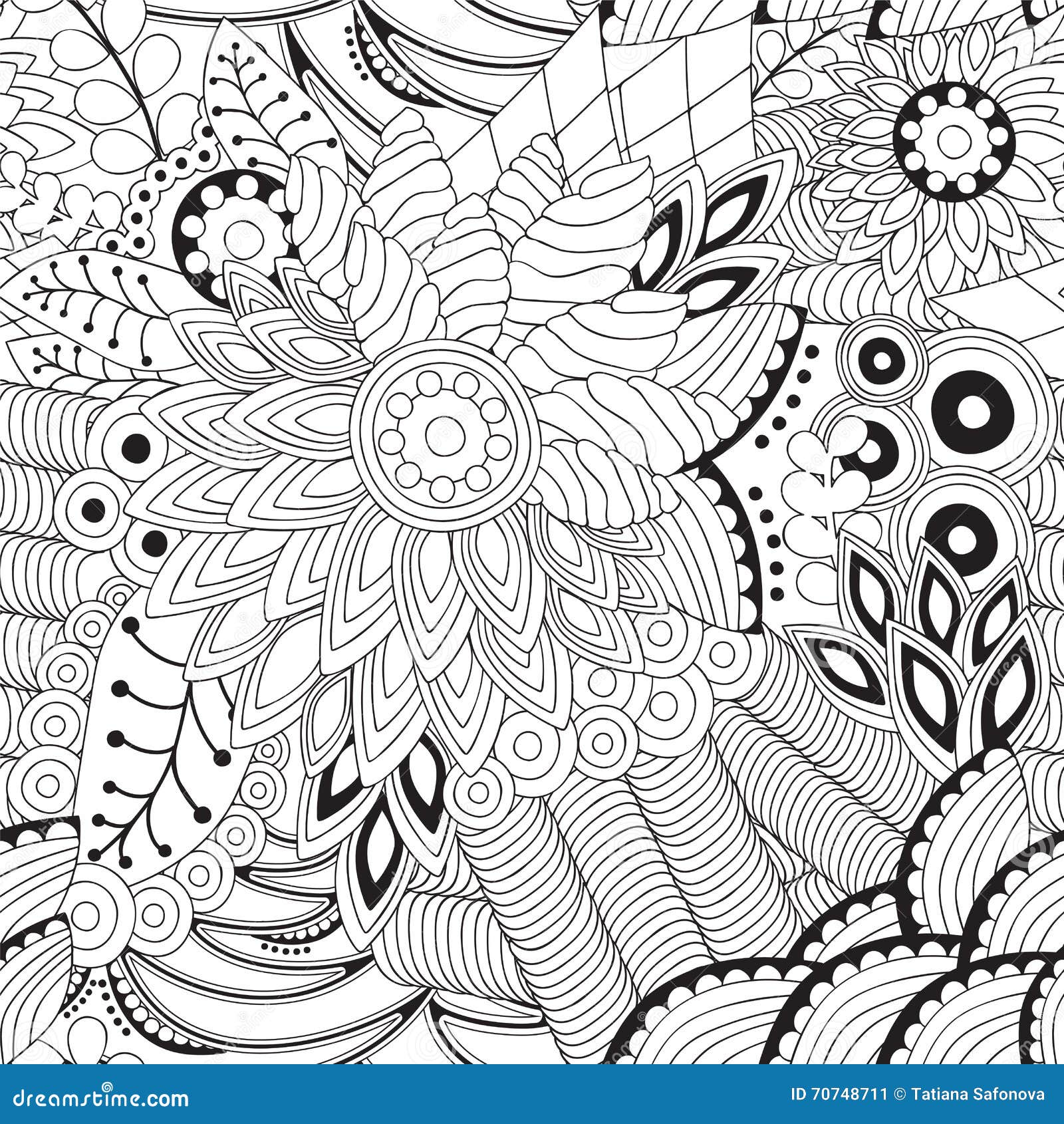 Stock Seamless Doodle Black and White Floral Pattern. Ori Stock ...