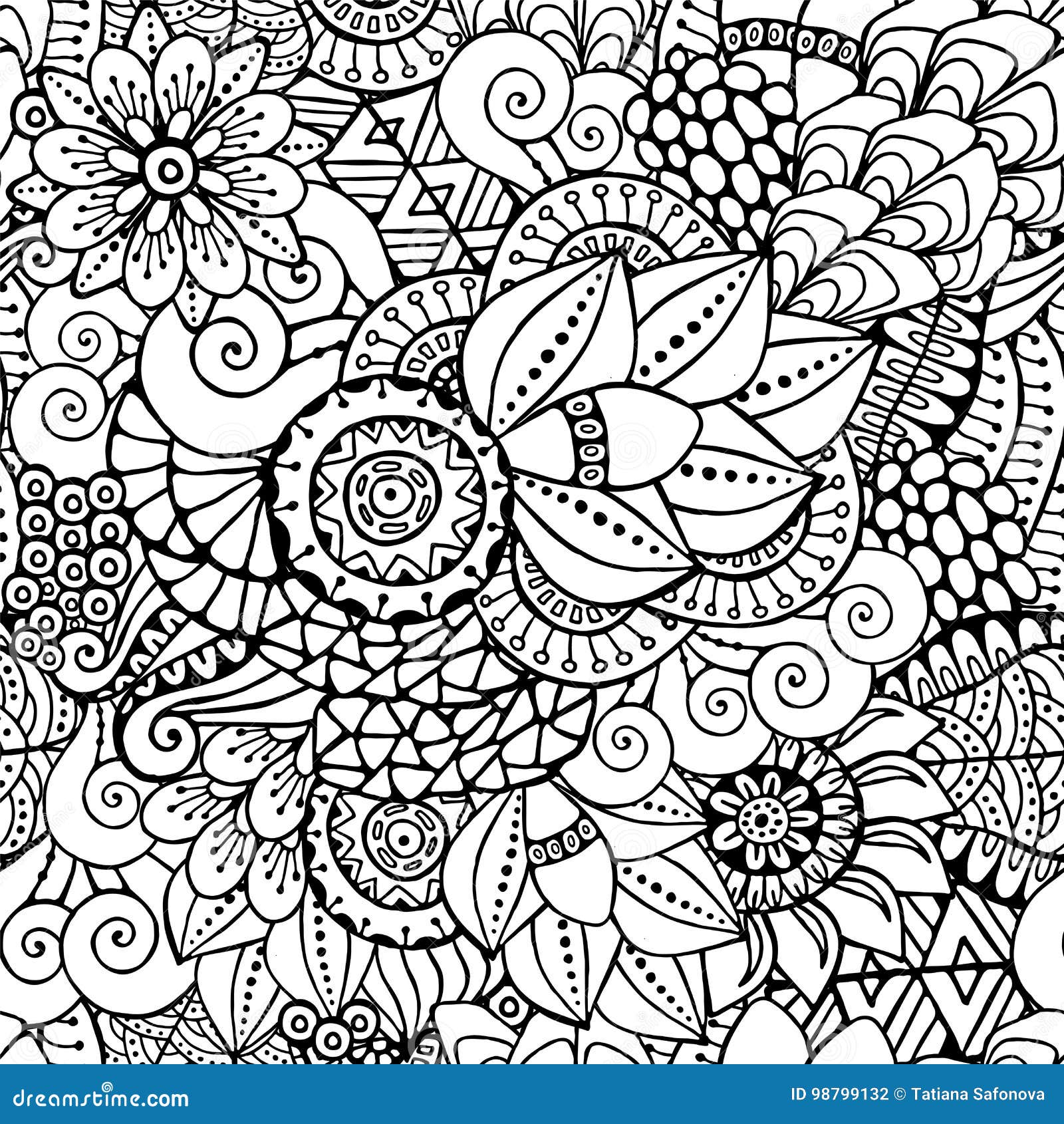 Stock Seamless Flower, Doodle Pattern. Abstract Art Backg Stock ...