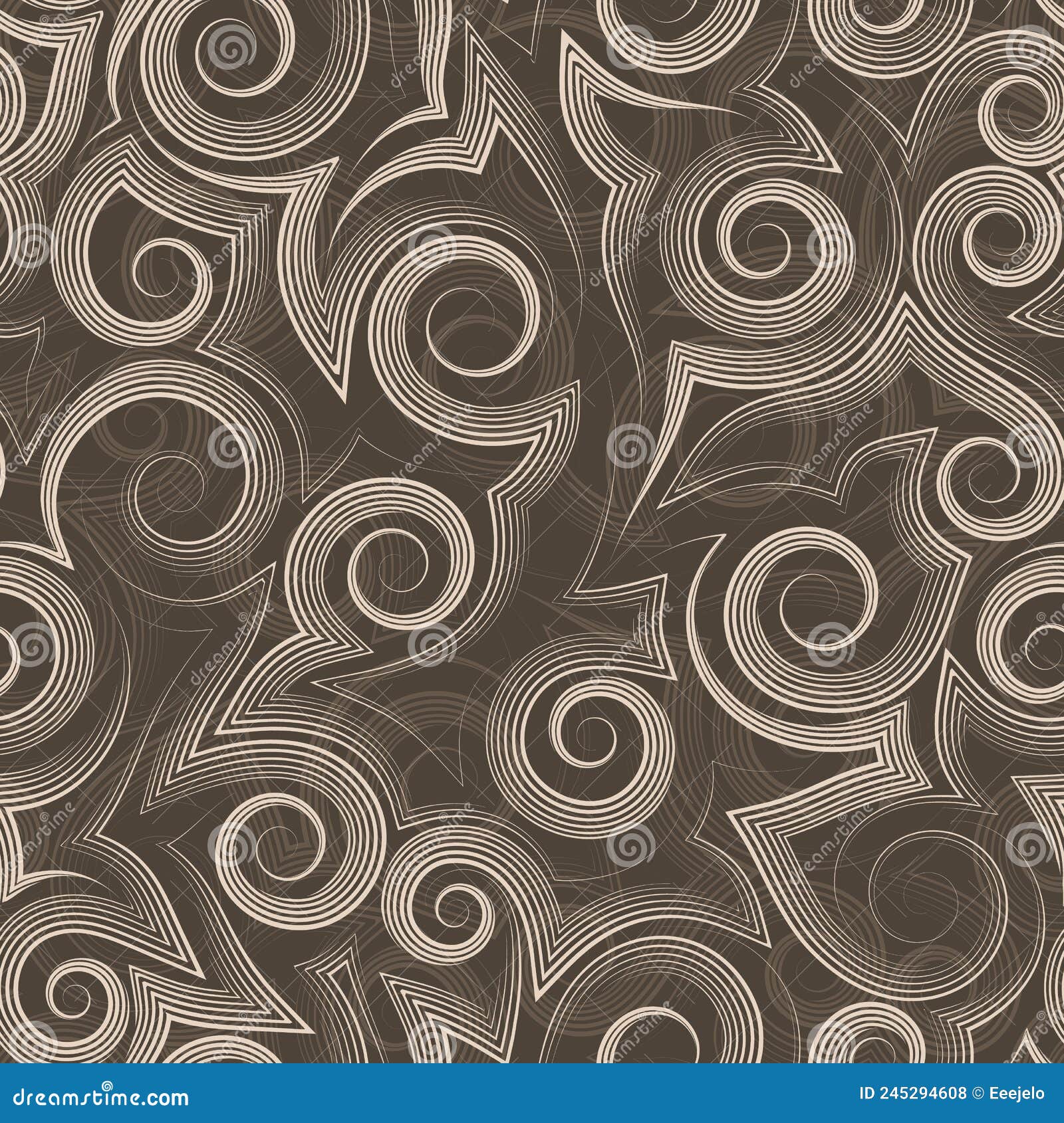 Stock Seamless Vector Pattern of Smooth and Broken Lines and Spirals ...