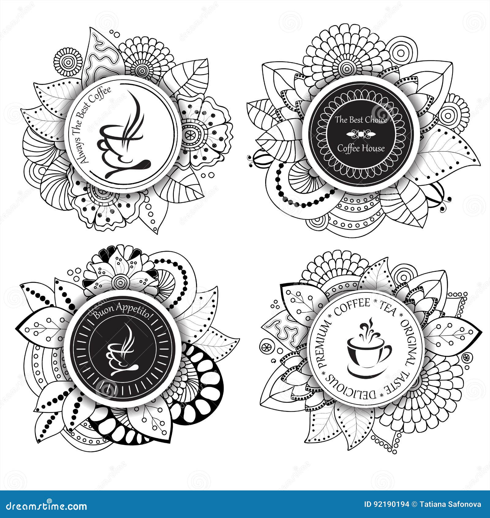 Stock Set of Label for Restaurant and Cafe Stock Vector - Illustration ...