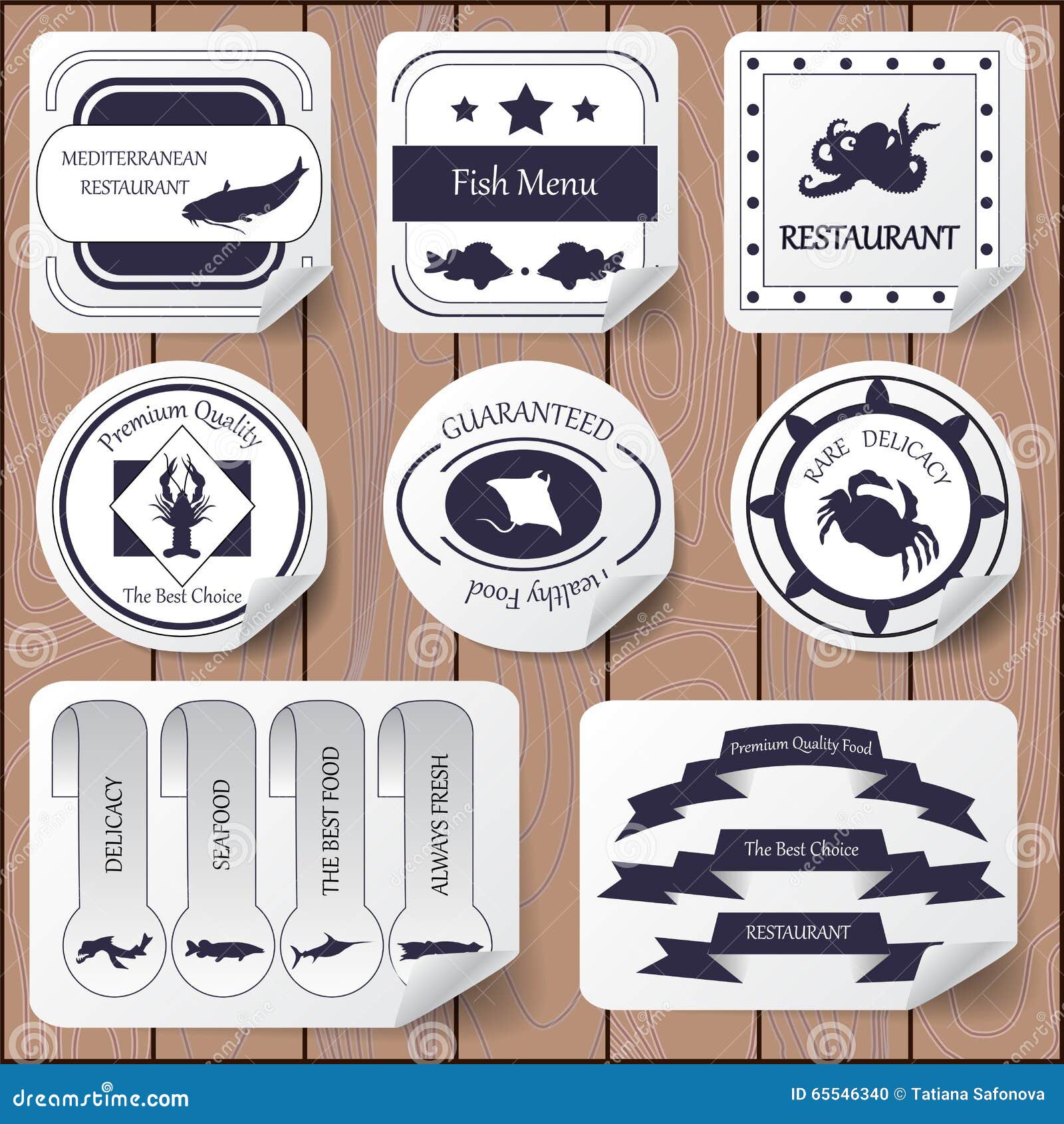 Stock Set of Label for Restaurant and Cafe Stock Illustration ...