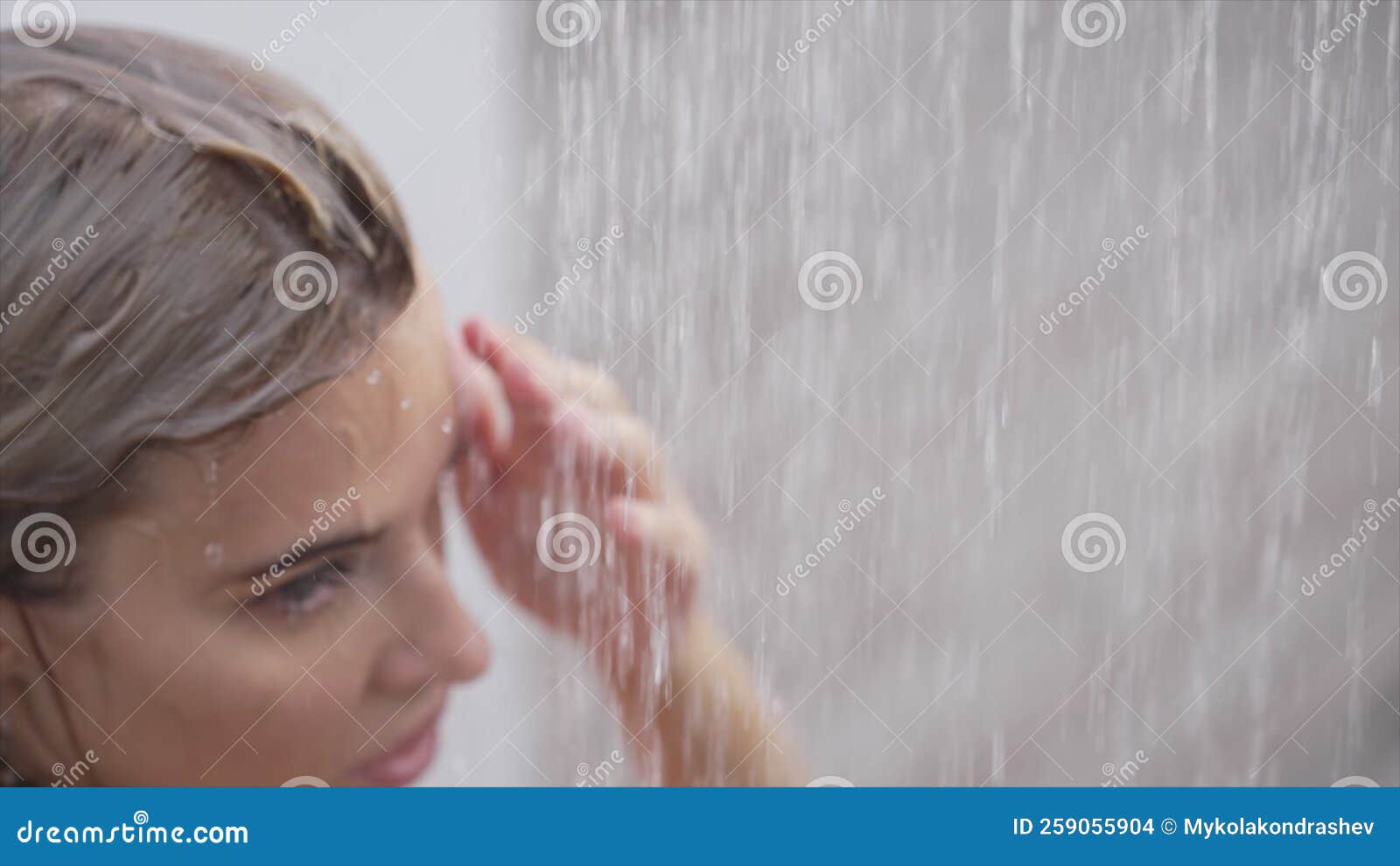 Girl In A Bathing Suit Takes A Shower Stock Footage Video Of