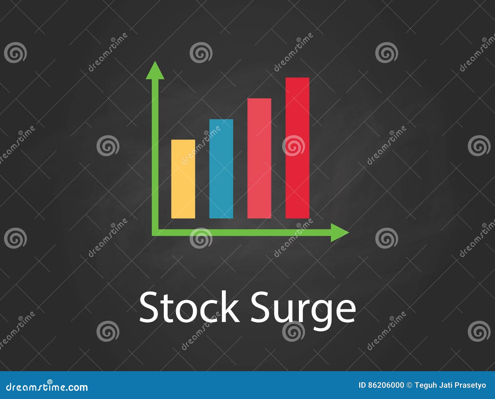 Stock Surge Chart Illustration with Colourful Bar, White Text and Black ...
