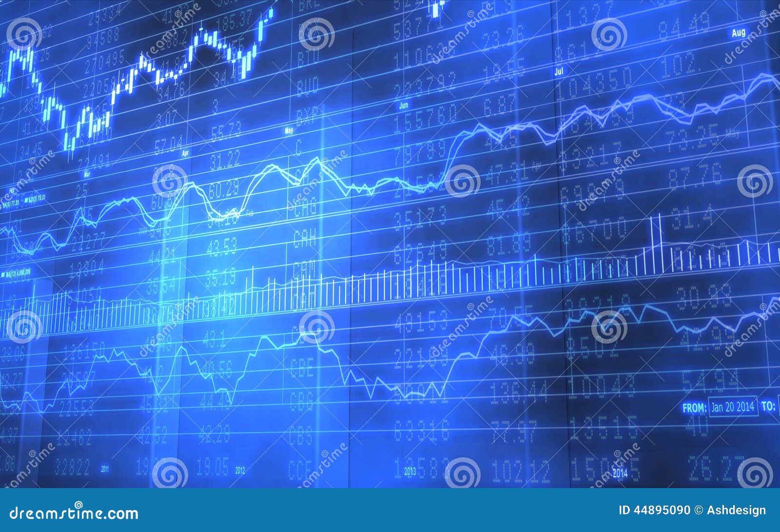 Stock and Ticker Data on Blue Bars Stock Illustration - Illustration of ...