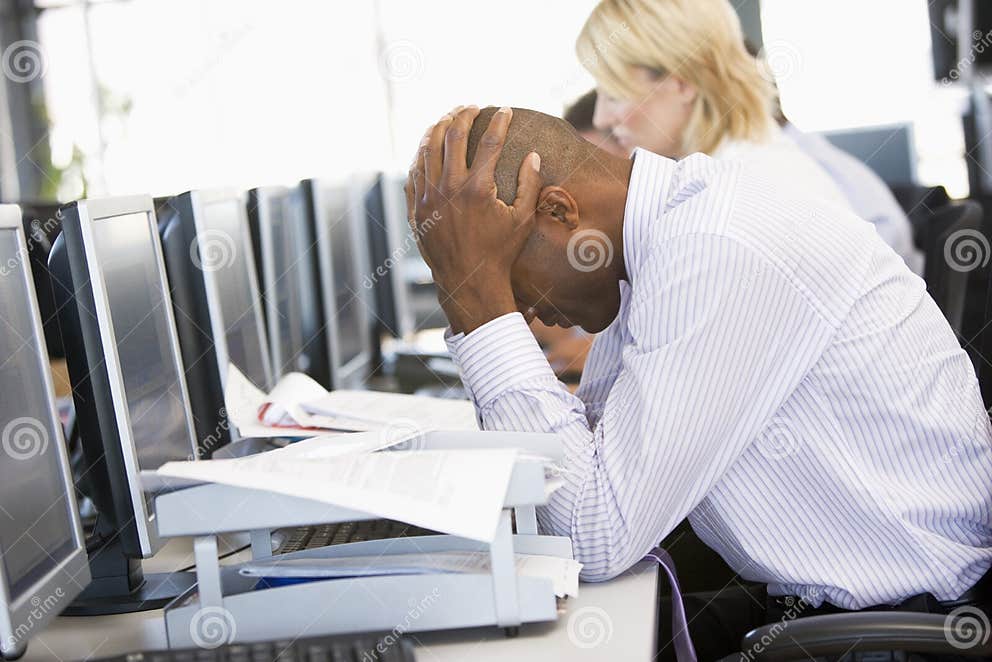 Stock Trader Looking Frustrated Stock Image - Image of unhappy, sitting ...