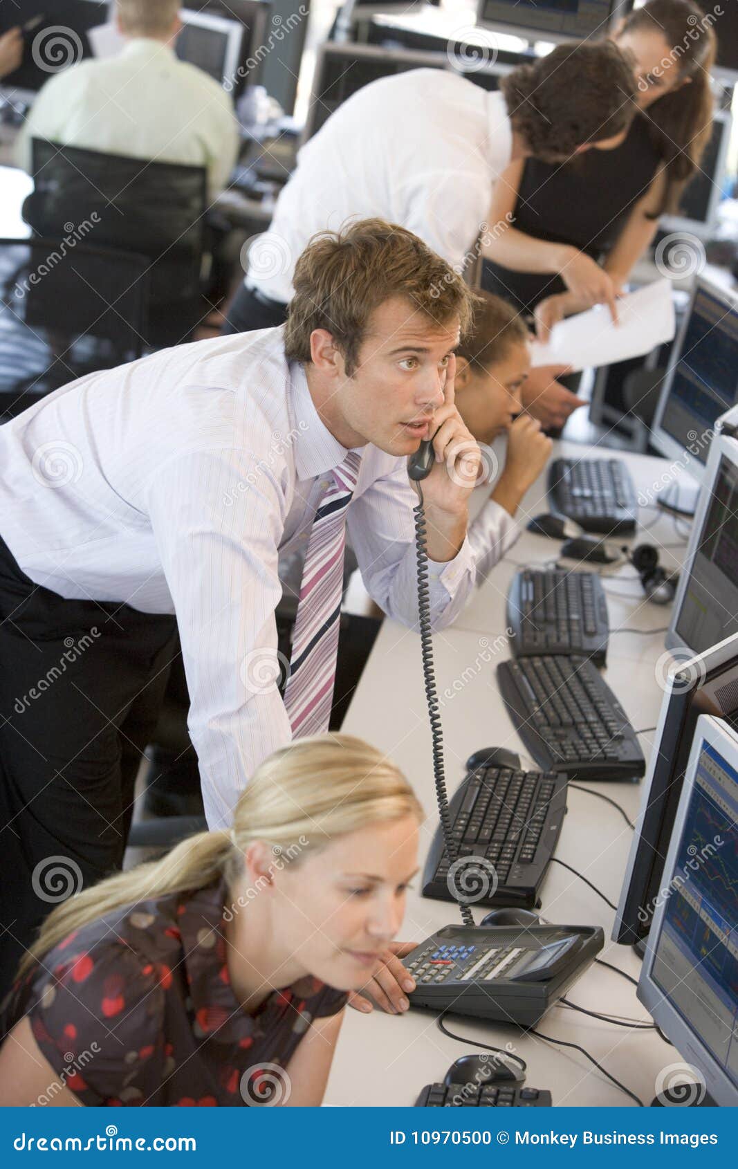 Stock Trader on the Phone stock photo. Image of computer - 10970500