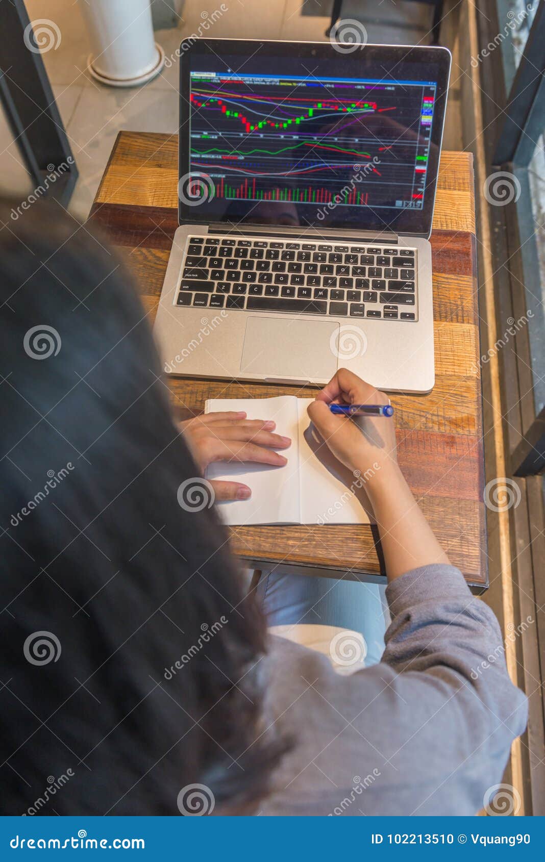 Stock Trader Take Note and Follow Stock Market Stock Photo - Image of ...