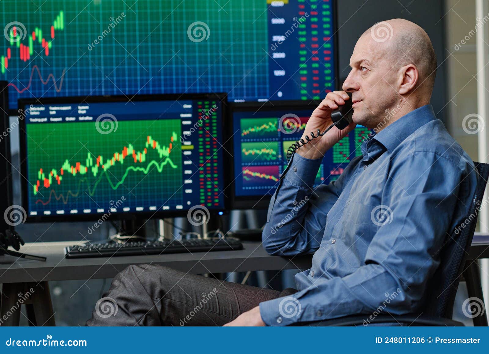 Stock Trader Talking on Phone Stock Photo - Image of data, technology ...