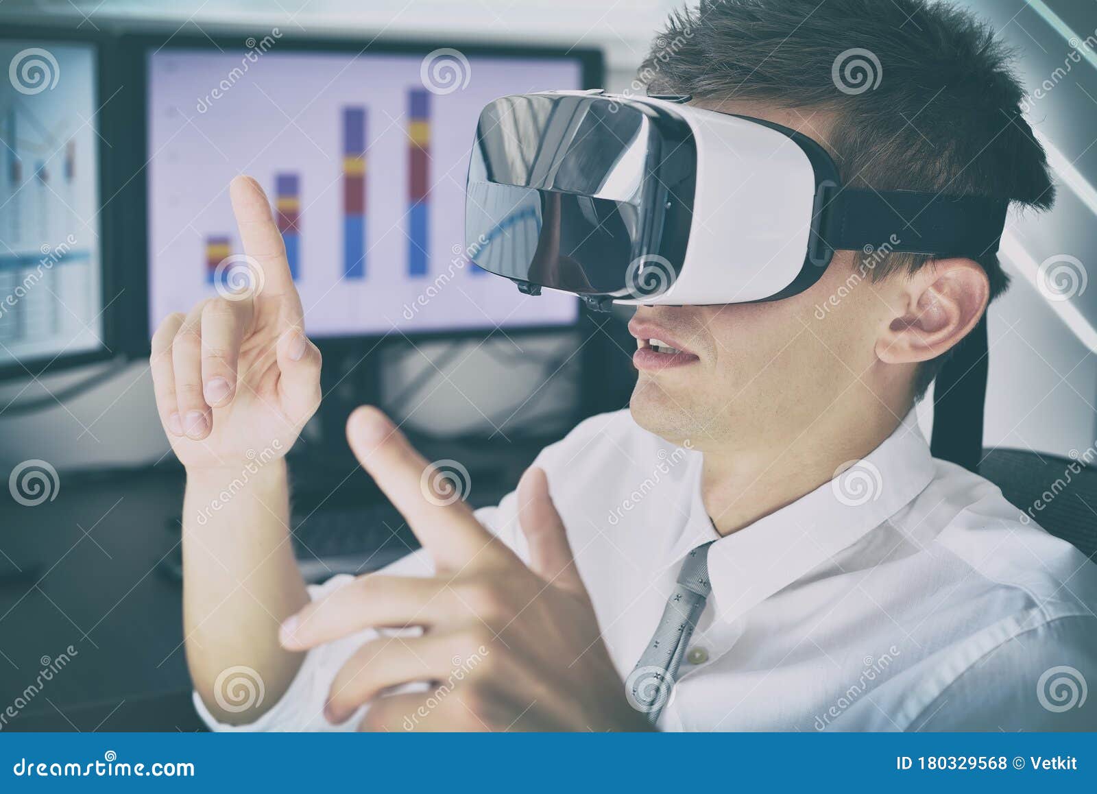 Stock Trader Using Virtual Reality Headset Stock Photo - Image of ...