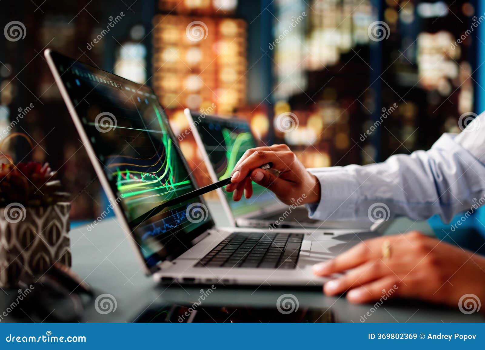 Trader Woman Holding A Darts Aiming At The Target Center Of Dart Board ...