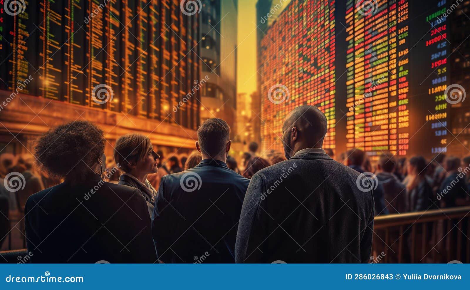 Stock Traders from Behind Looking at Financial Graph on Big Screen ...