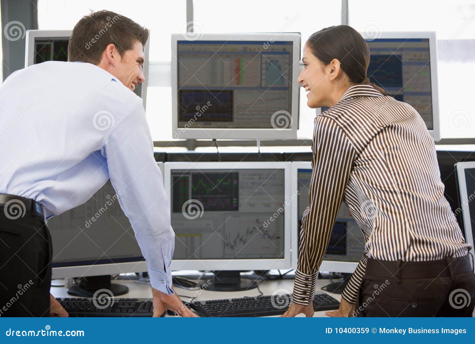 Stock Traders Viewing Monitors Stock Image - Image of trader, hispanic ...