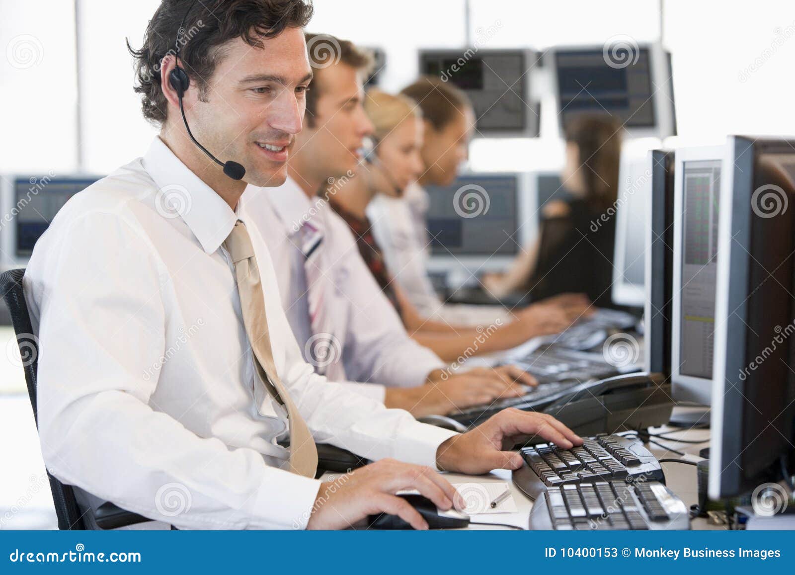 Stock Traders Working at Computers Stock Image - Image of dealing, busy ...