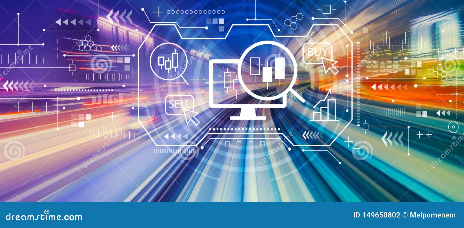 Stock Trading Concept with High Speed Motion Blur Stock Illustration ...