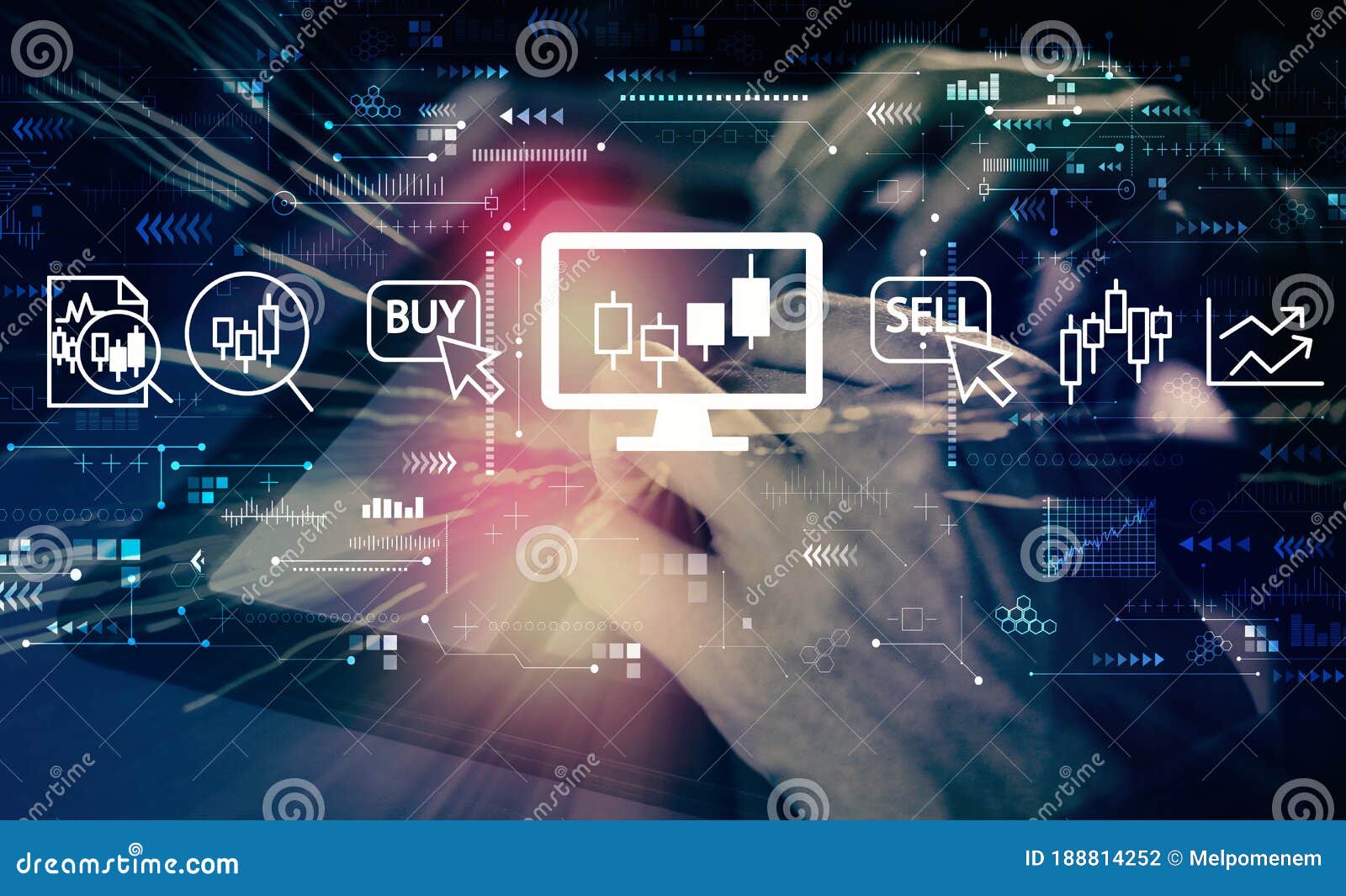 Stock Trading Theme with Man Using Tablet Stock Photo - Image of ...