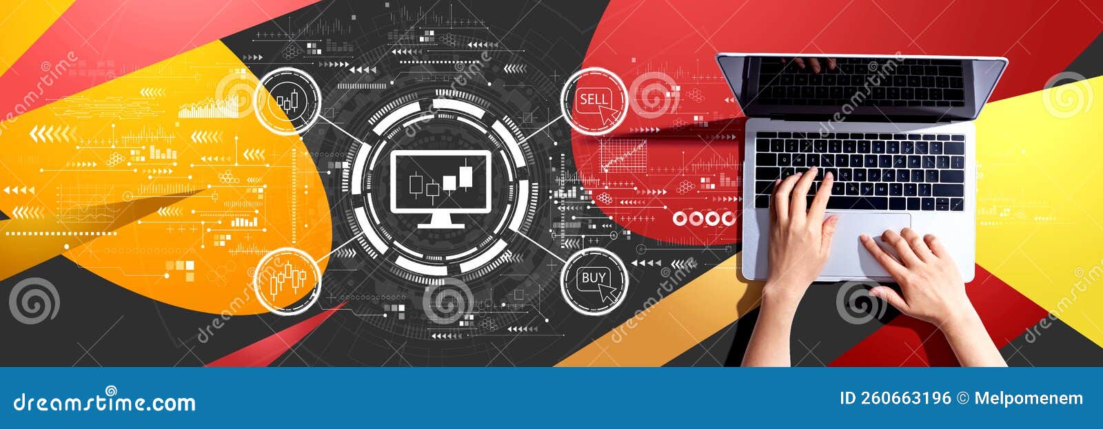 Stock Trading Theme with Person Using a Laptop Stock Photo - Image of ...