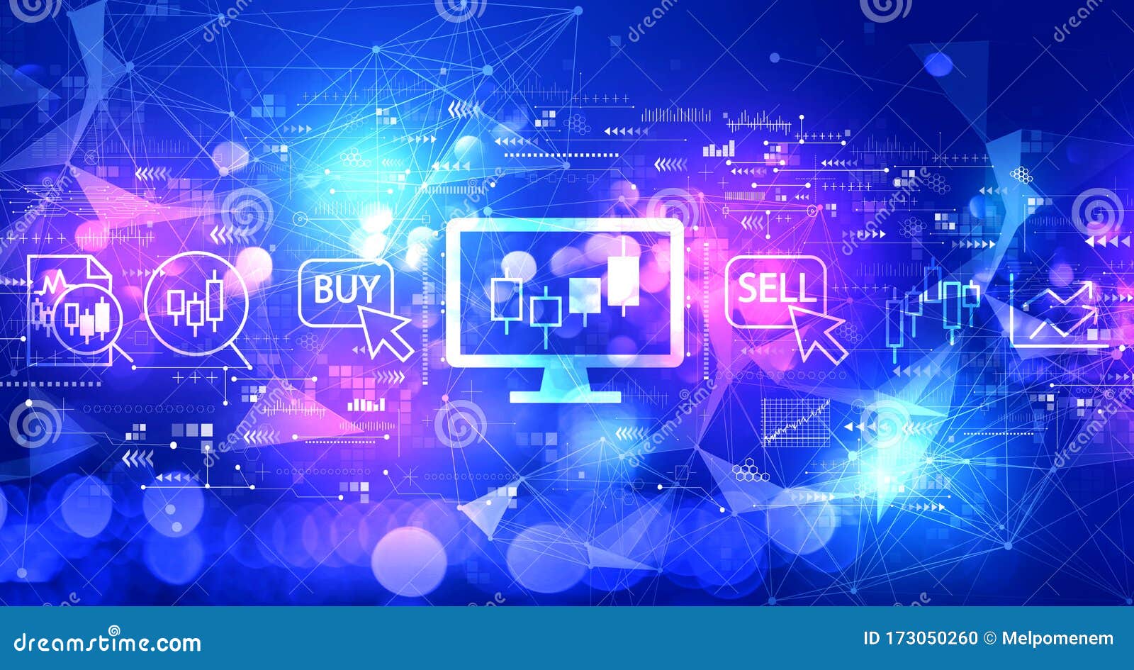 Stock Trading Theme with Technology Light Background Stock Photo ...