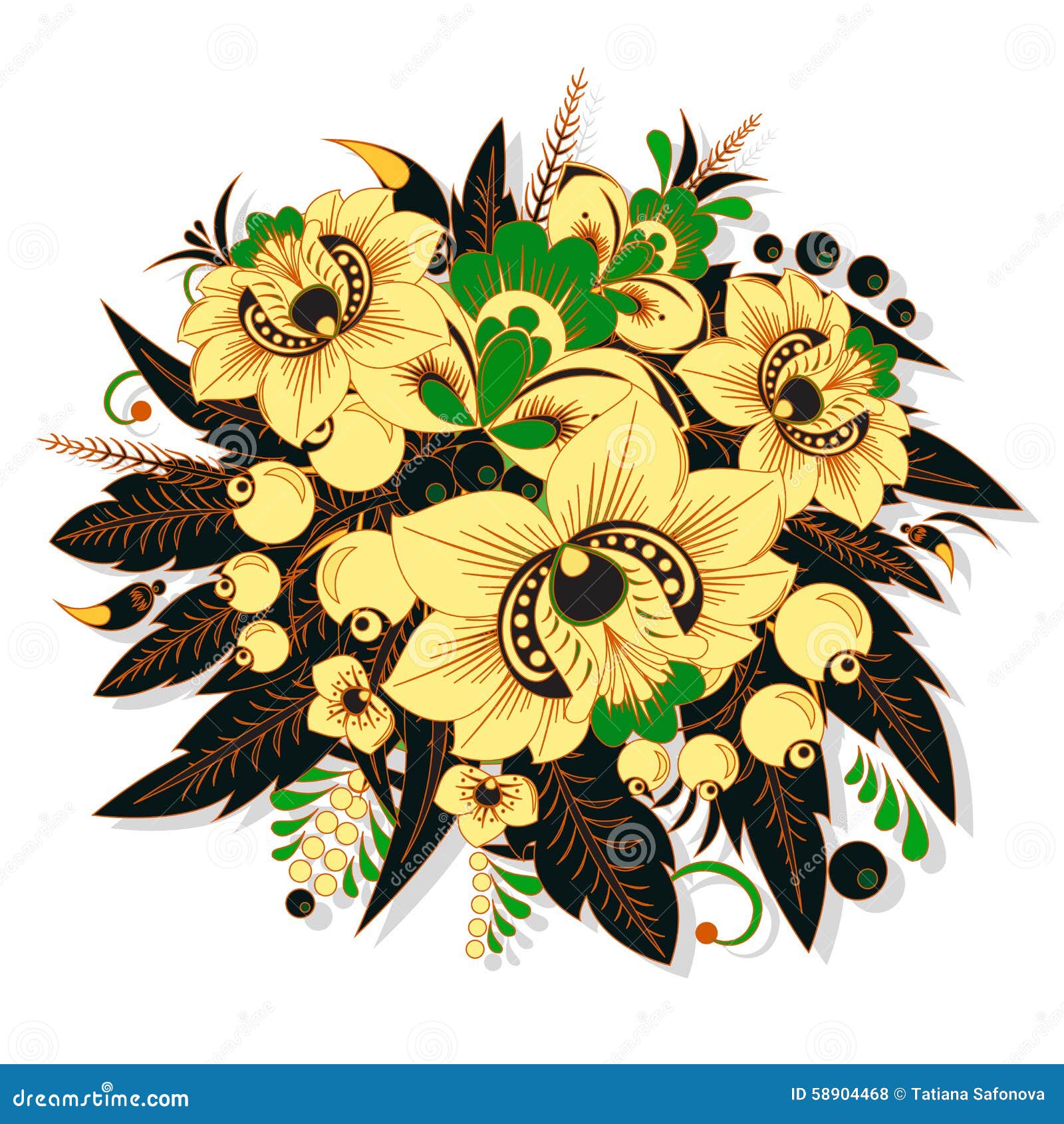 Stock Traditional Russian Flower. Stock Vector - Illustration of design ...