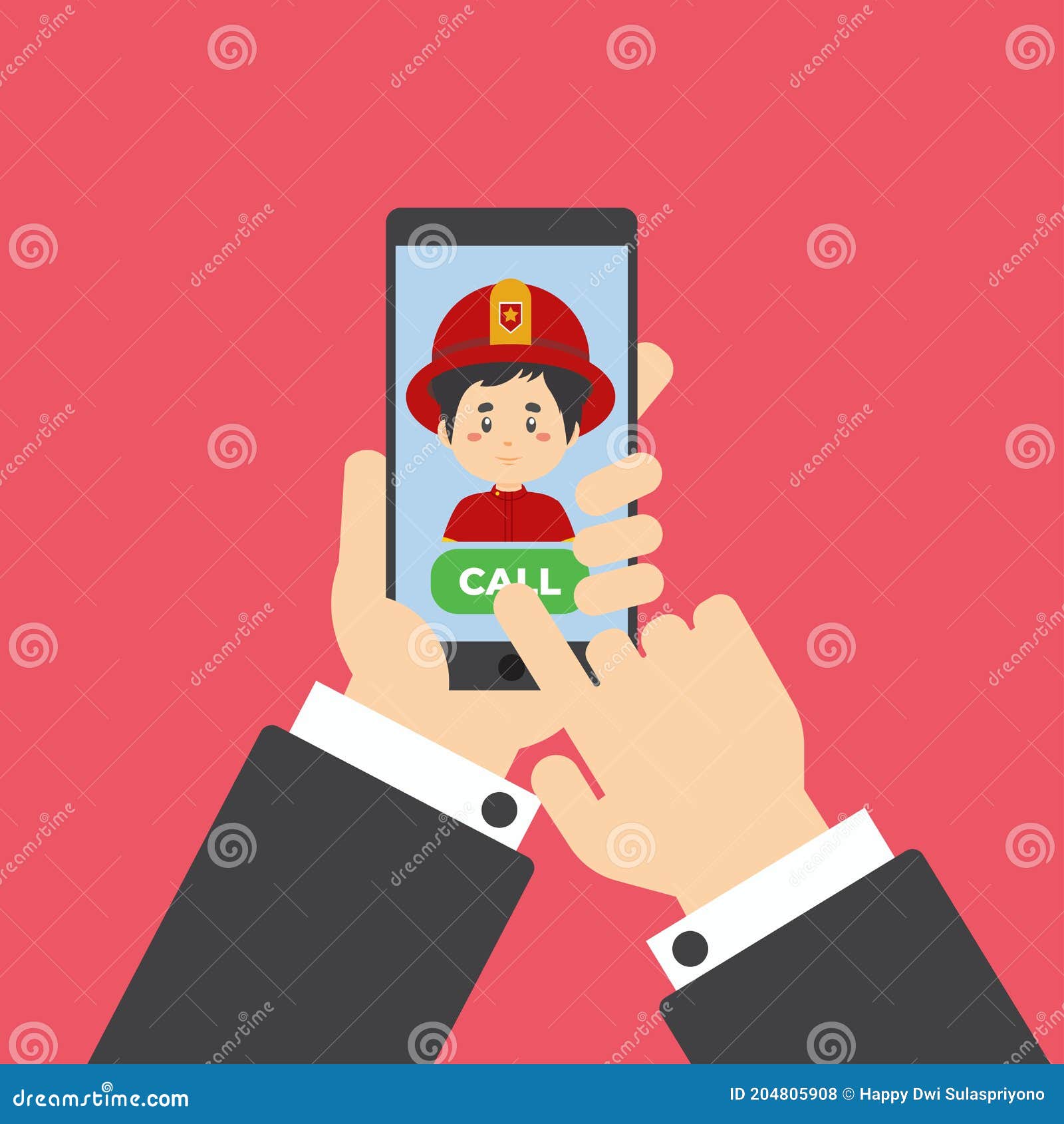 Stock Vector Calling Fire Fighter Stock Vector - Illustration of media ...
