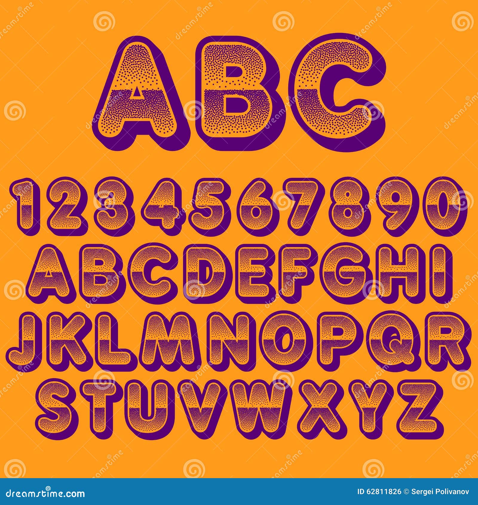 Stock Vector Font Pointillism. Letters and Numbers Stock Vector ...