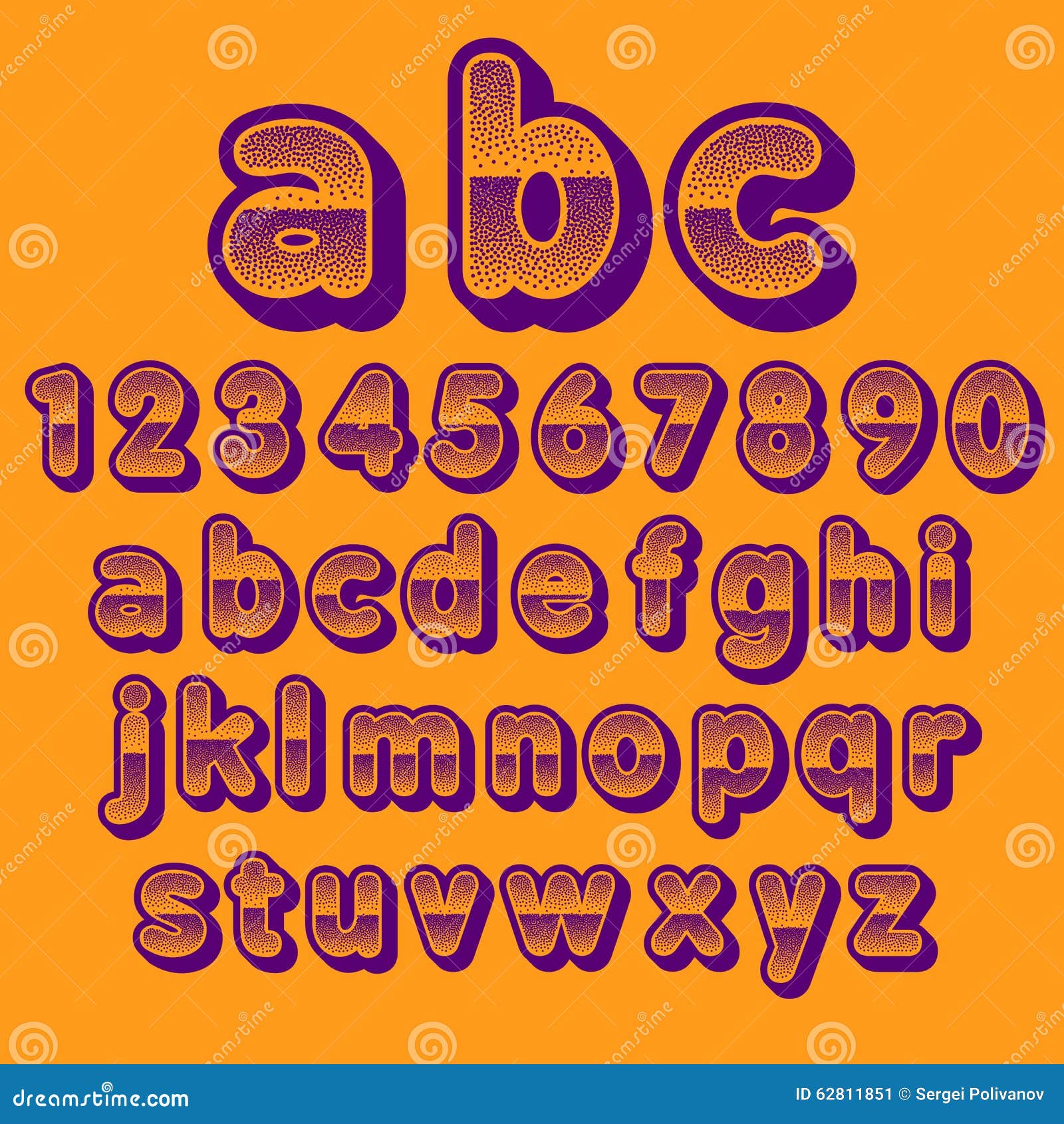 Stock Vector Font Pointillism. Letters and Numbers Stock Vector ...