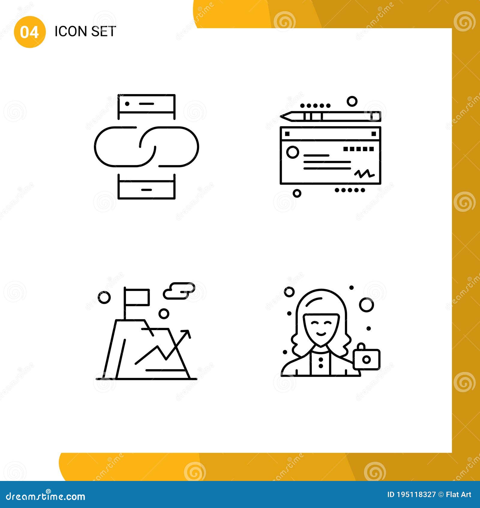 Stock Vector Icon Pack of 4 Line Signs and Symbols for Contact, Flag ...