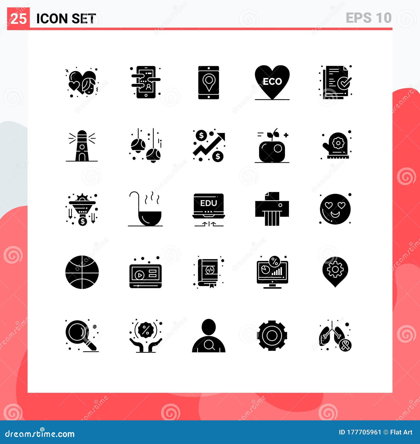 Stock Vector Icon Pack of 25 Line Signs and Symbols for Document, Love ...