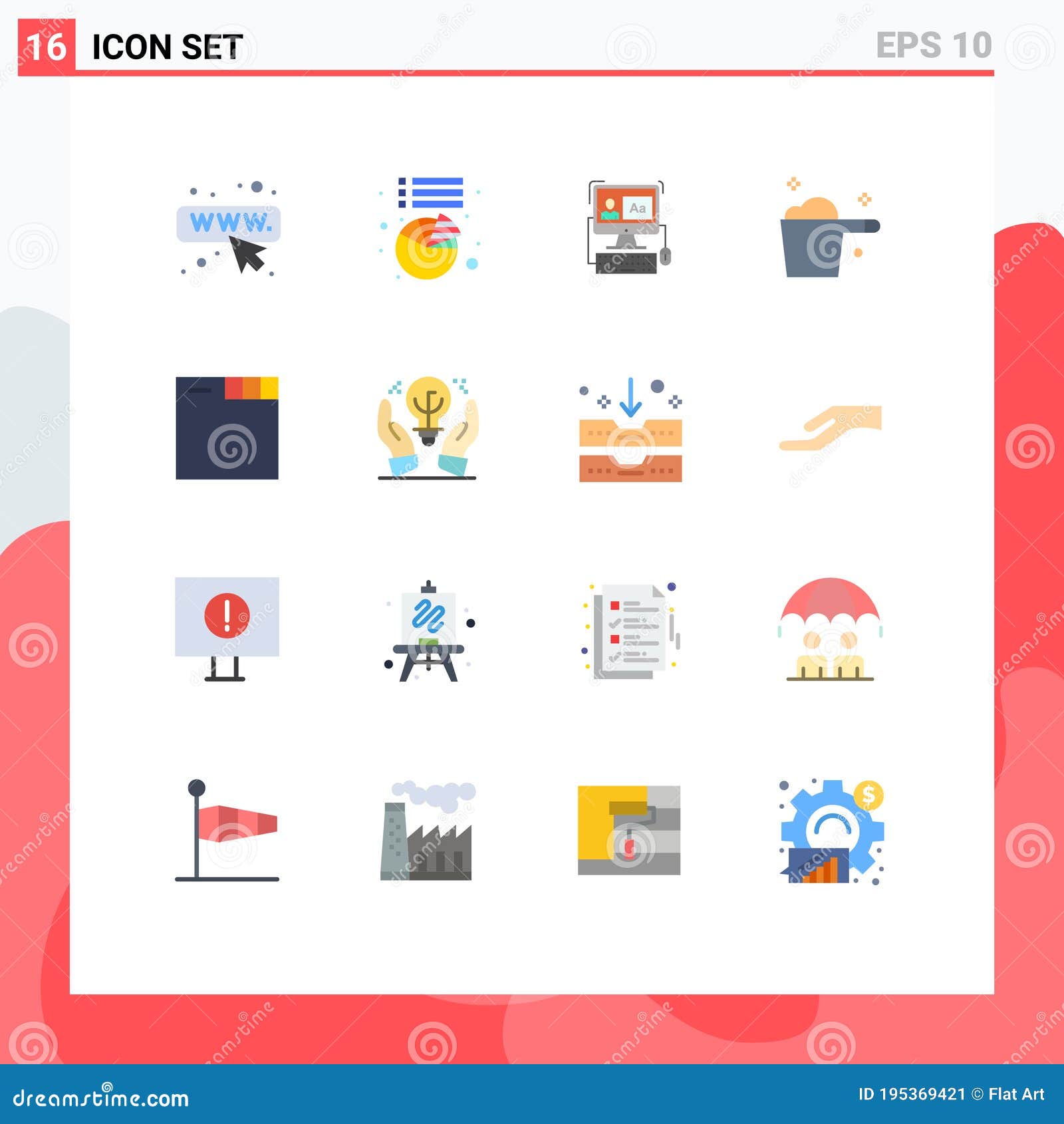 Group Of 16 Flat Colors Signs And Symbols For Protected Ideas, Tabs ...