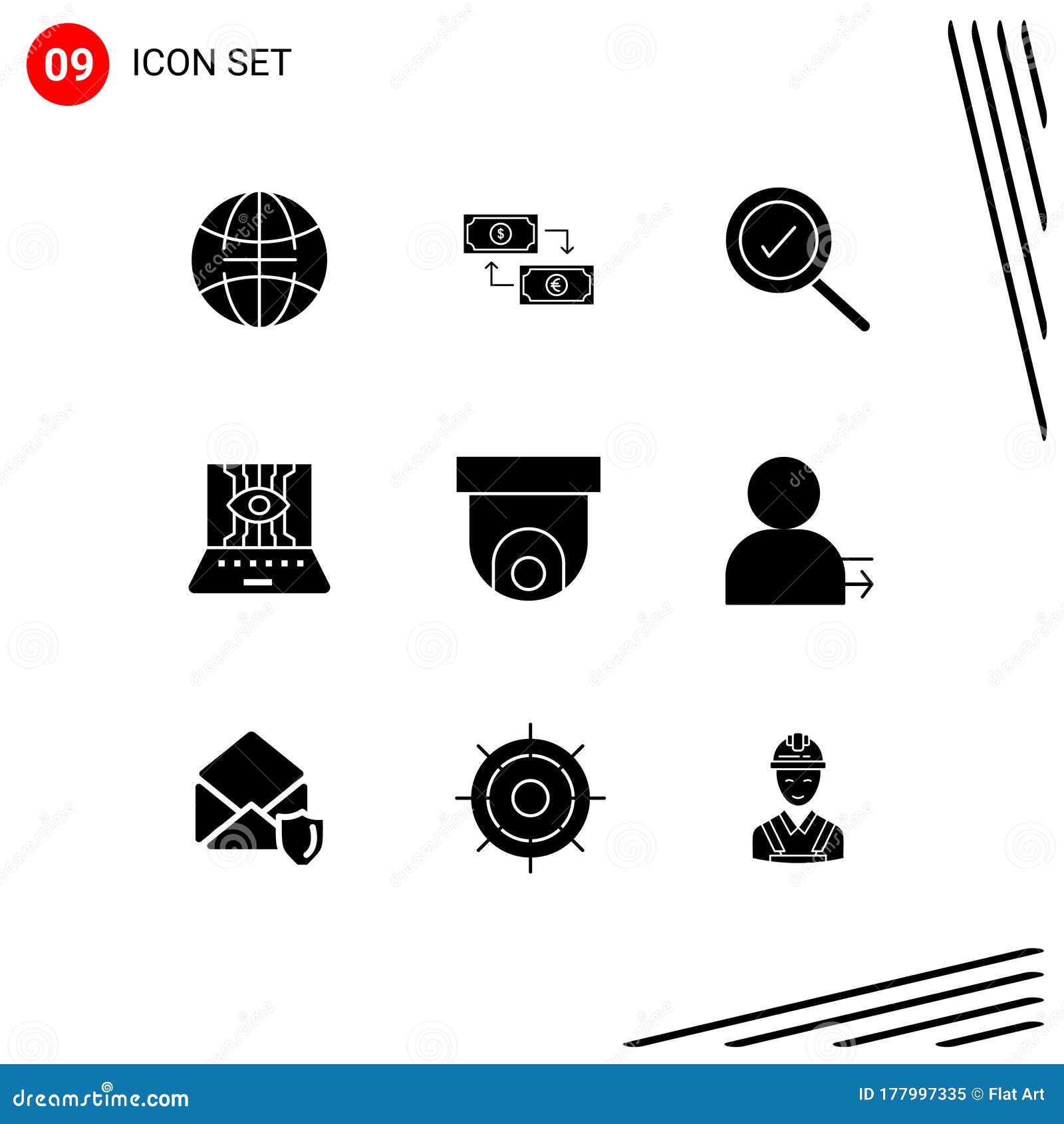 Stock Vector Icon Pack of 9 Line Signs and Symbols for Technology ...