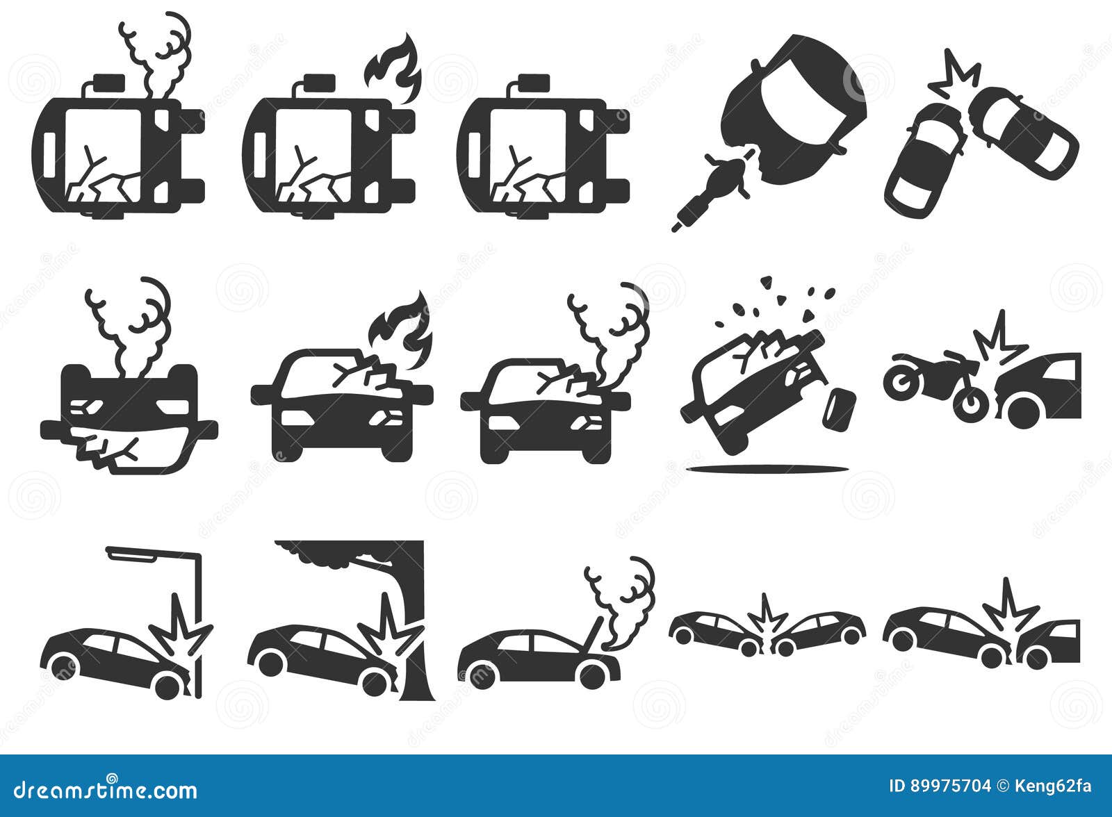 Stock Vector Illustration: Car Crash Icons Stock Vector - Illustration ...