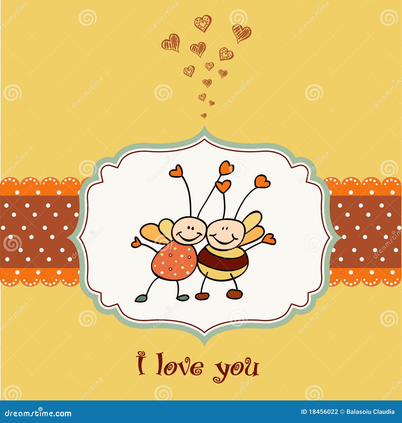 Stock Vector Illustration: Love Card with Bees Stock Vector ...