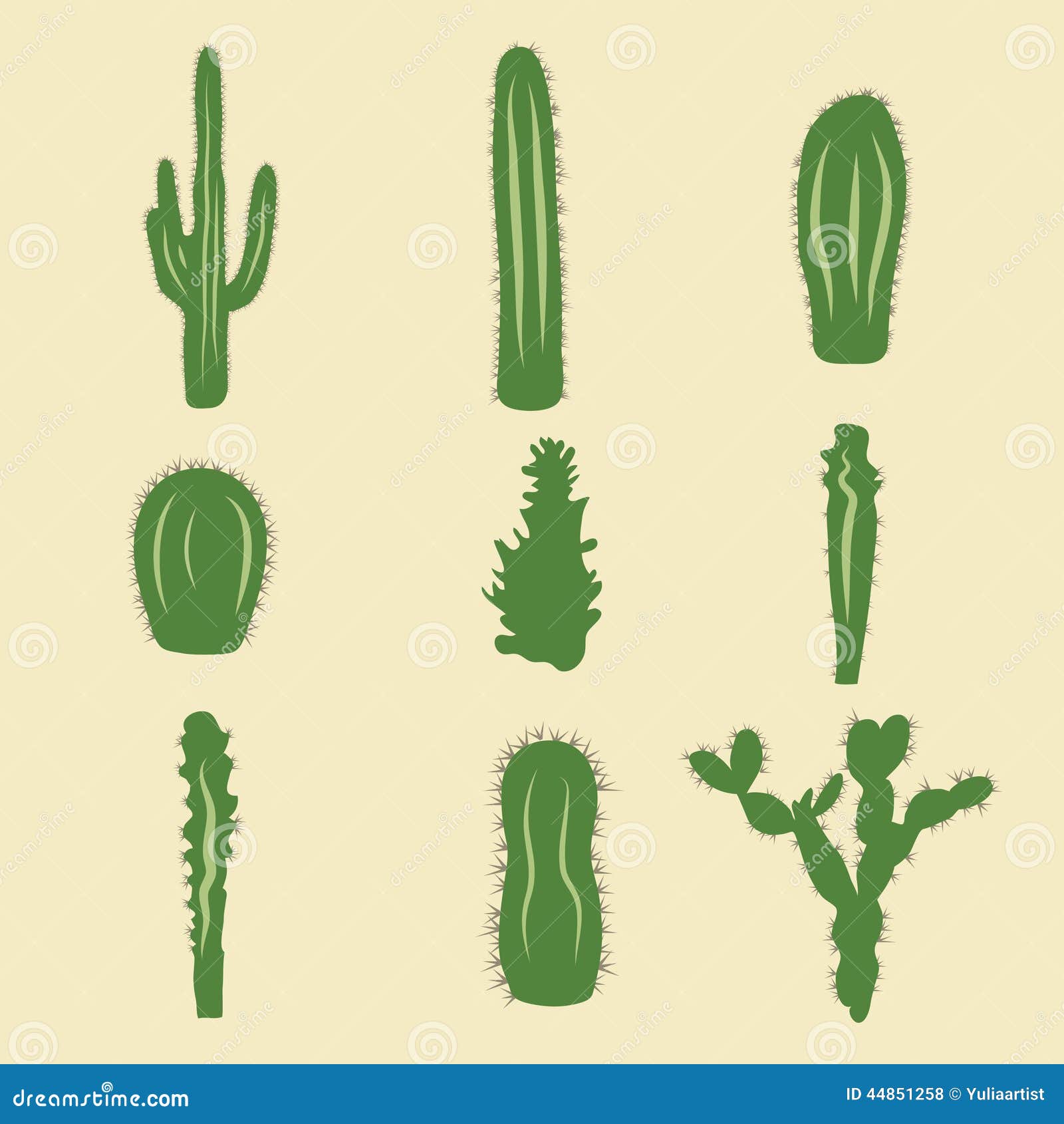 Stock Vector Set of Cactus Icons Stock Vector - Illustration of prickly ...