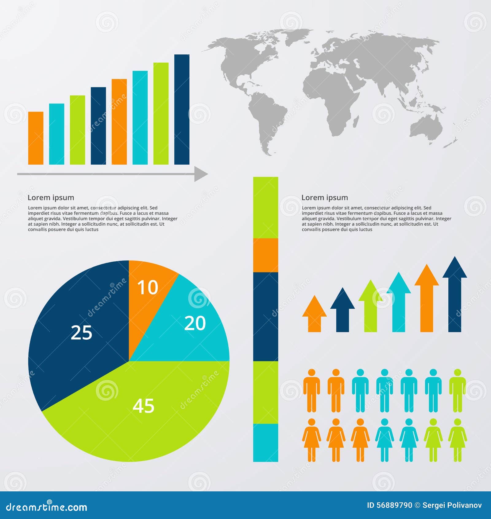 Stock Vector Set of Infographics with Map Stock Vector - Illustration ...