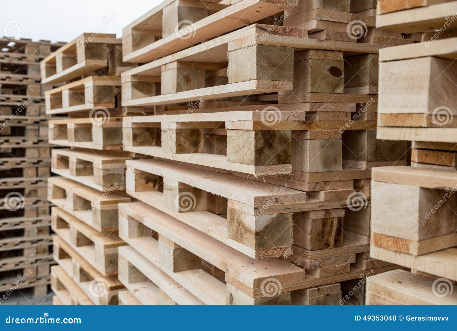 Stock wooden pallets stock photo. Image of stacked, delivery - 49353040