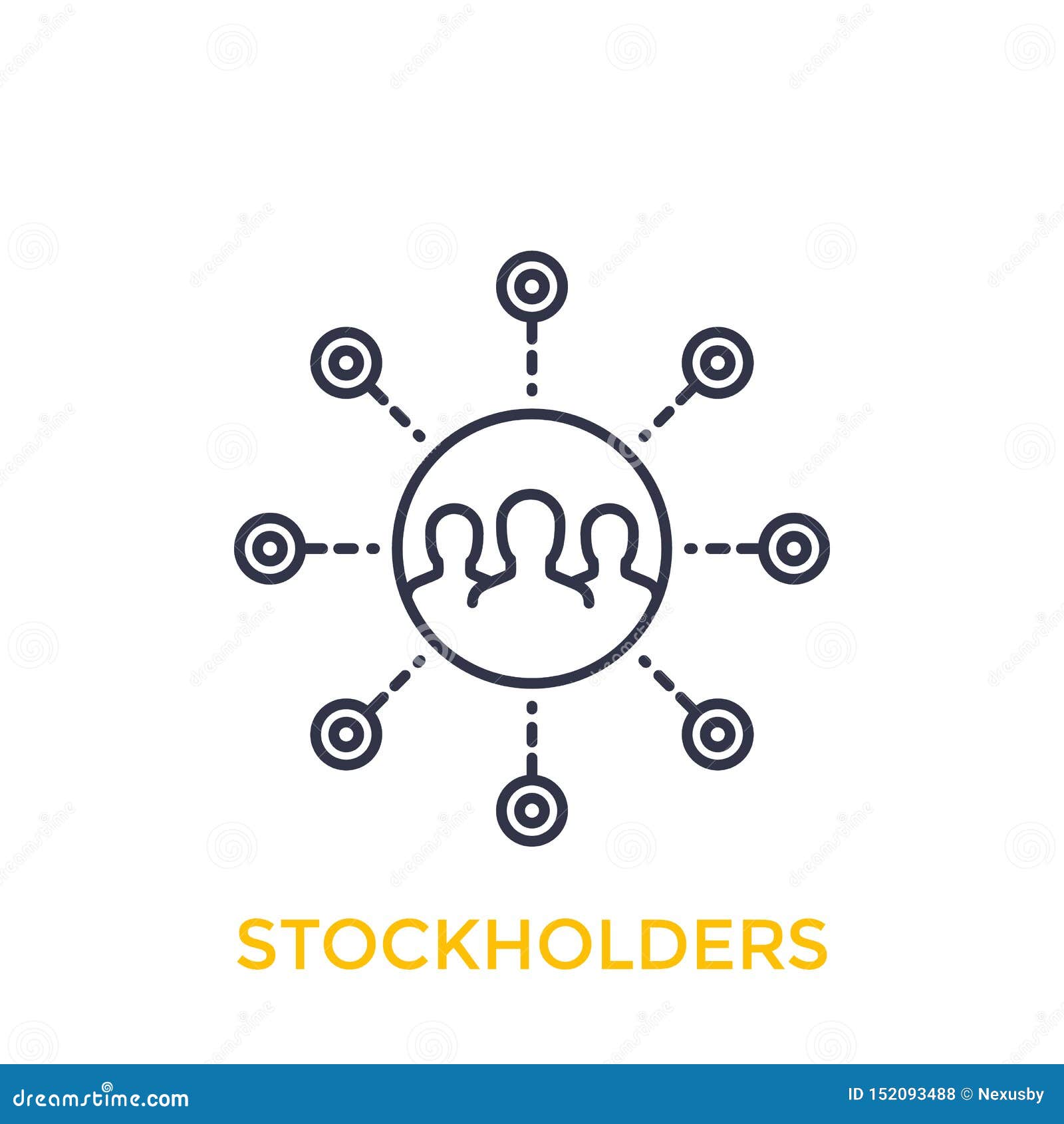 Stockholders Icon, Line on White Stock Vector - Illustration of share ...