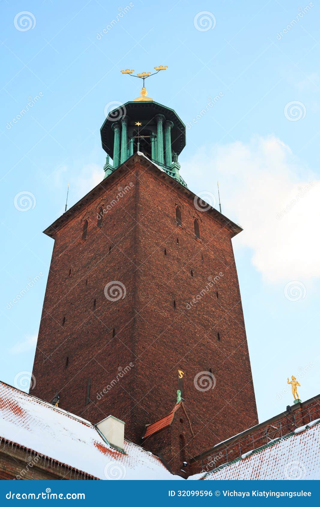 Stockholm Cityhall Clock Tower Stock Photo - Image of scenery, european ...