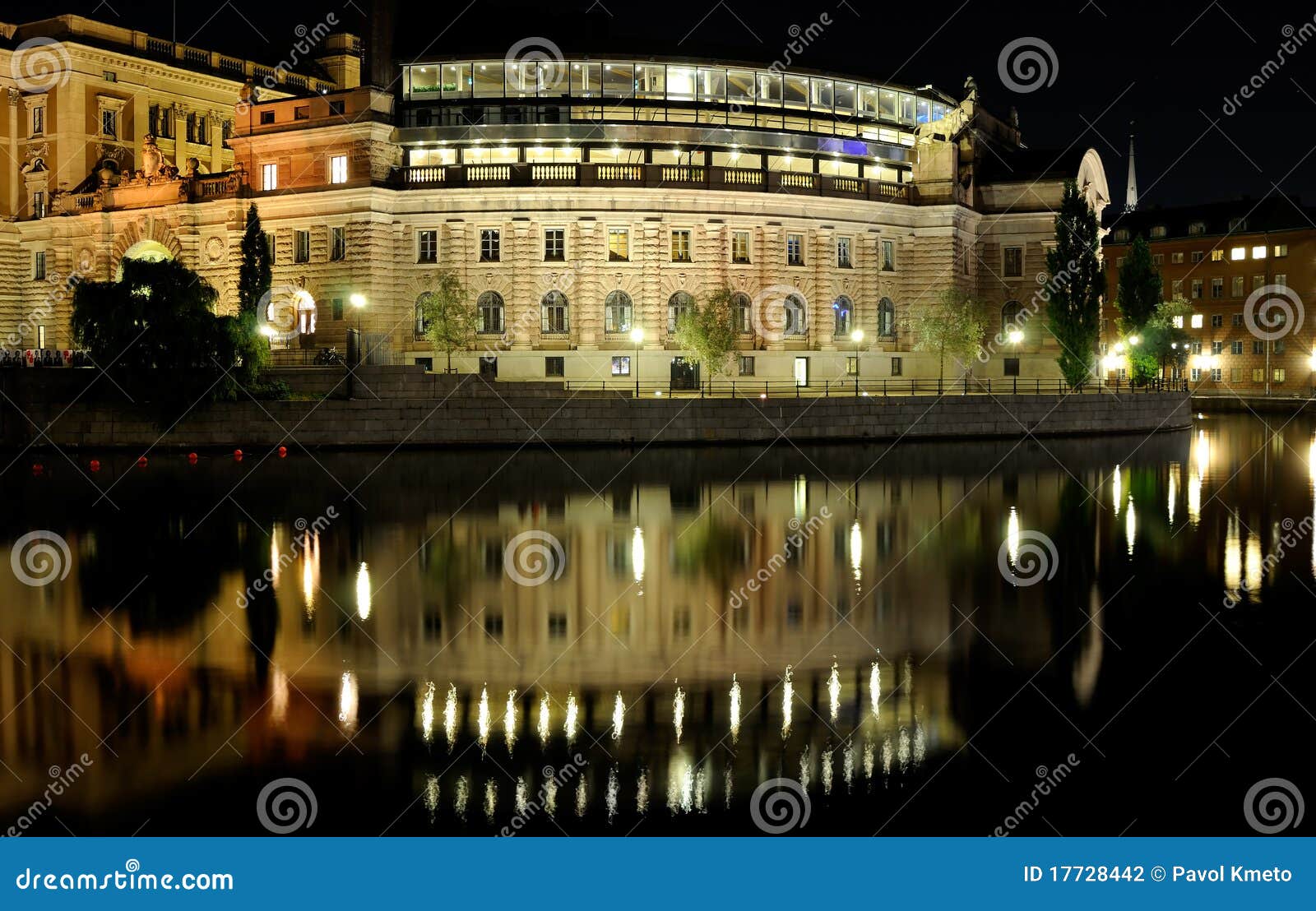 Stockholm at night stock photo. Image of european, promenade - 17728442