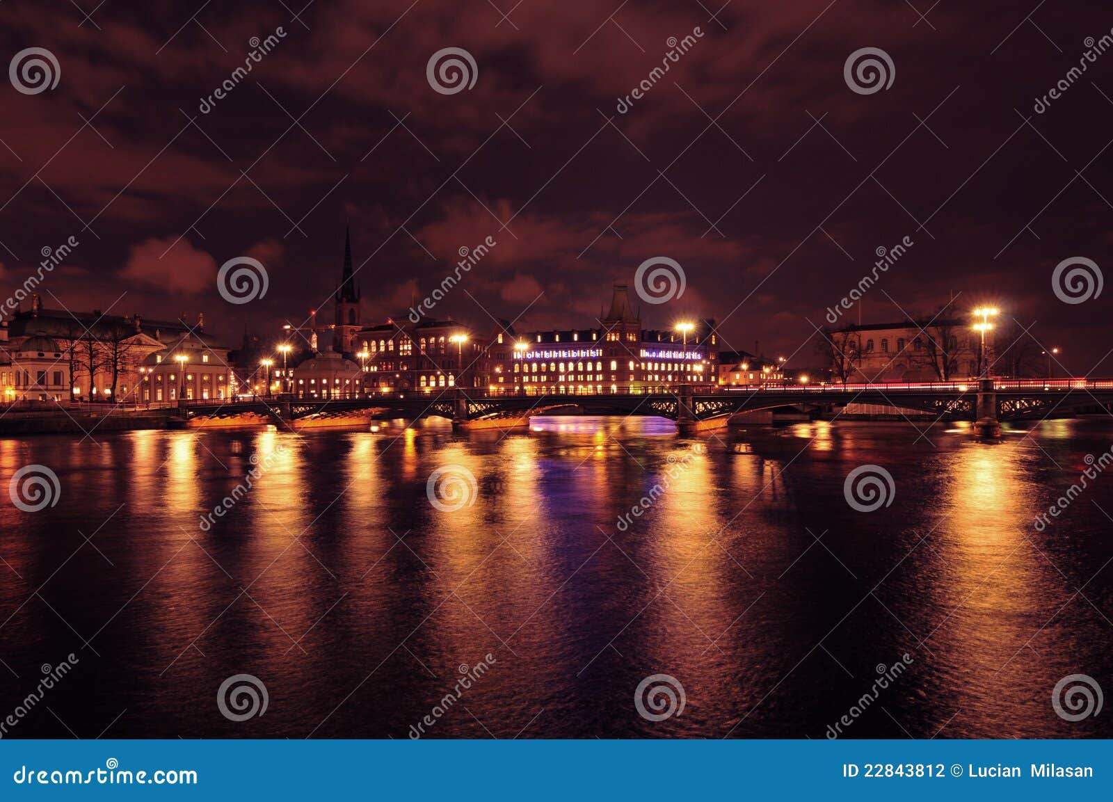 Stockholm by night editorial photography. Image of parliament - 22843812