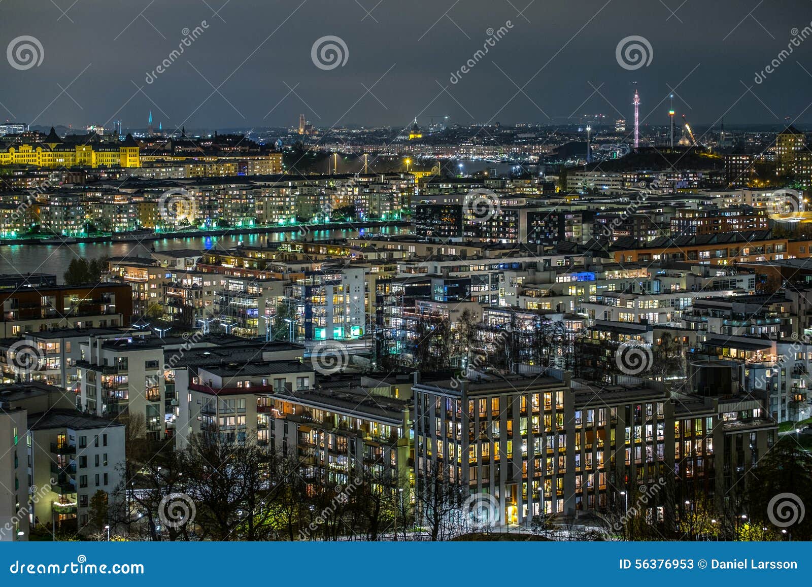 Stockholm at night stock image. Image of hammarby, colous - 56376953