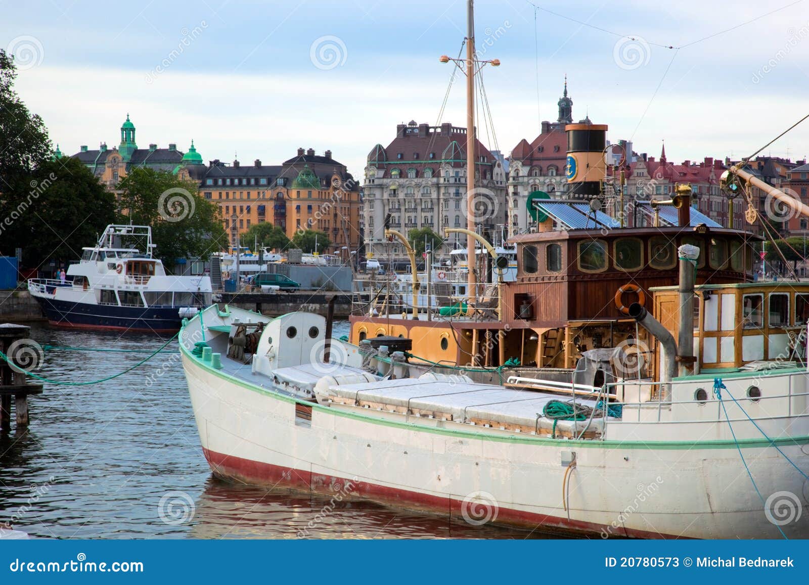 Stockholm, Sweden in Europe. Ship and Architecture Stock Image - Image ...
